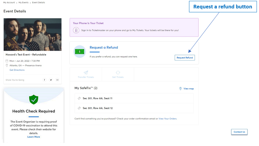 Comment puis-je savoir si ma commande est admissible à un remboursement? – Aide Ticketmaster